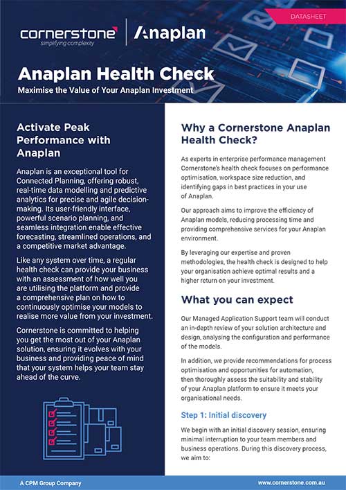 Anaplan Health Check | Datasheet Download Page - Cornerstone ...
